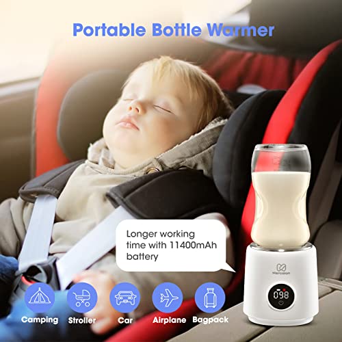 Bottle Warmer, Portable Bottle Warmer for Travel with 5 Adapters, Mercalon Upgraded Rechargeable Baby Milk Warmer, Fast Heat Warmer with Digital Display for Formula & Breastmilk (Bottle Warmer)