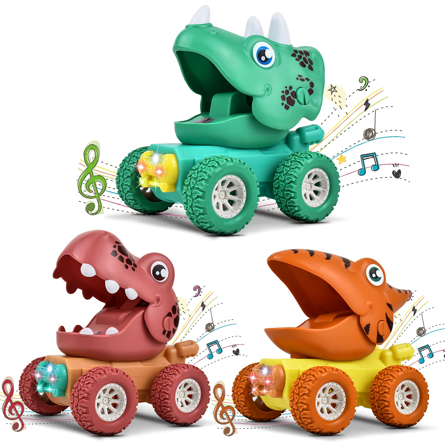 LiKee Toy Cars with Light and Music for Toddlers Kids Boys Girls Age 3+ Years Old