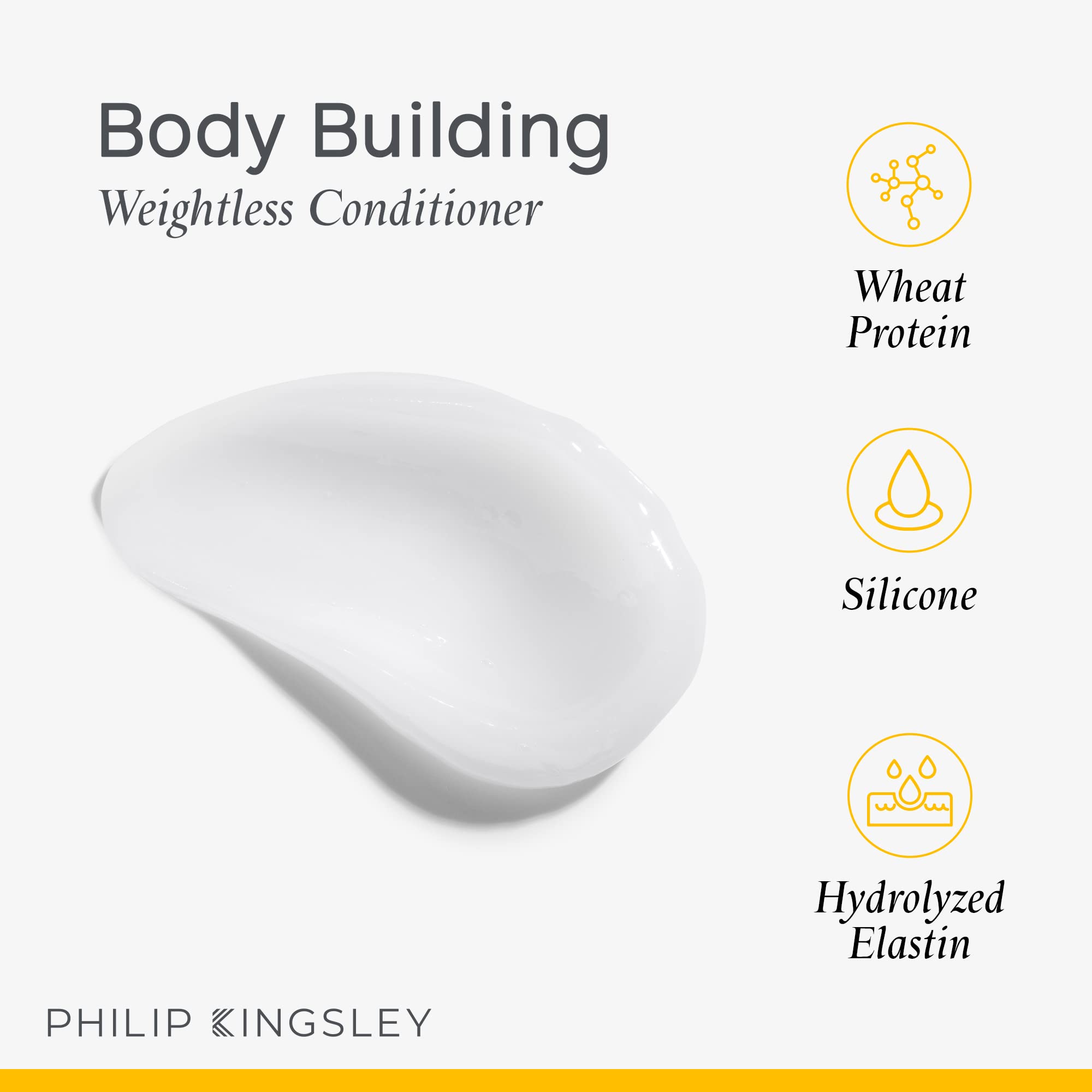 PHILIP KINGSLEY Body-Building Weightless Conditioner Volumizing for Fine Limp Flat Flyaway Short Hair Thickener Hydrates Adds Volume Lifts and Shine, 2.5 oz