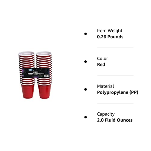 EDI Disposable Red Plastic Mini Party Shot Glasses 2 oz, 40-Piece