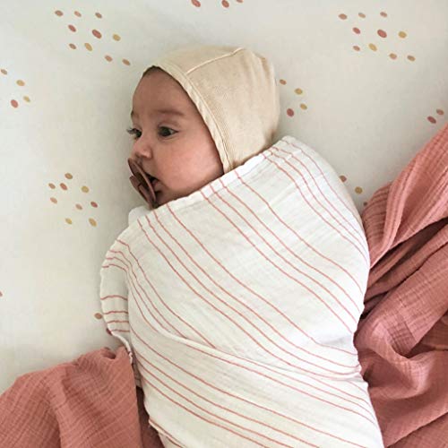 Ely's & Co. Cotton Muslin Swaddle Blanket 2-Pack for Baby Girl β 100% Cotton Muslin Extra-Large Swaddle Blankets (47β x 47β) Dusty Rose Stripes | Rainbows
