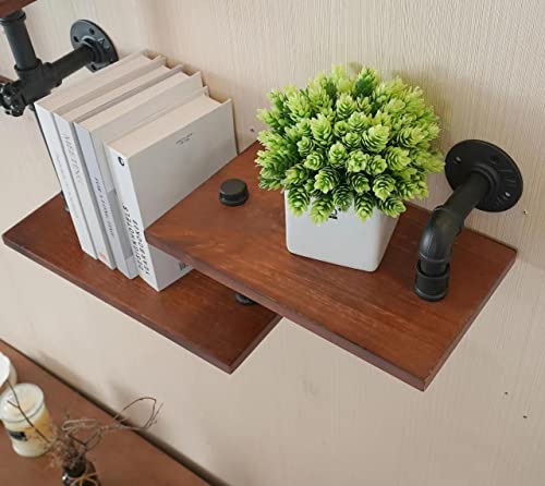 BIXIRAO Industrial Rustic Modern Solid Wood Ladder Pipe Wall Mounted Floating Shelves β 4 Tiers Bookshelf,DIY Storage Shelving,Hung Bracket,Bookcases