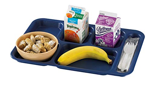 Cambro PS1014186 Textured Penny-Saver School Tray, 6-Compartment, 10" X 14-1/2", Co-Polymer, Navy Blue, 24-units