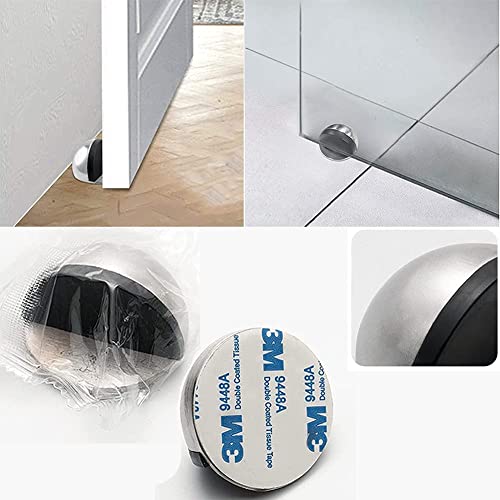 6 Pack Floor Door Stops, BetterJonny Self-Adhesive Door Stopper Stainless Steel Door Stops for All Hard Floors to Reduce Noise and Keep Quiet