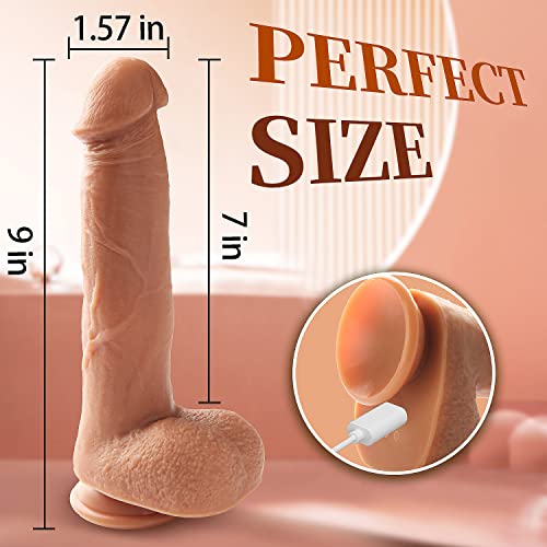 9.6" Sex Toys for Women, Realistic Dildo Vibrator with 3 Thrusting Wriggling Actions & 5 Vibration Modes,Strong Suction Cup for G-spot Anal Stimulation