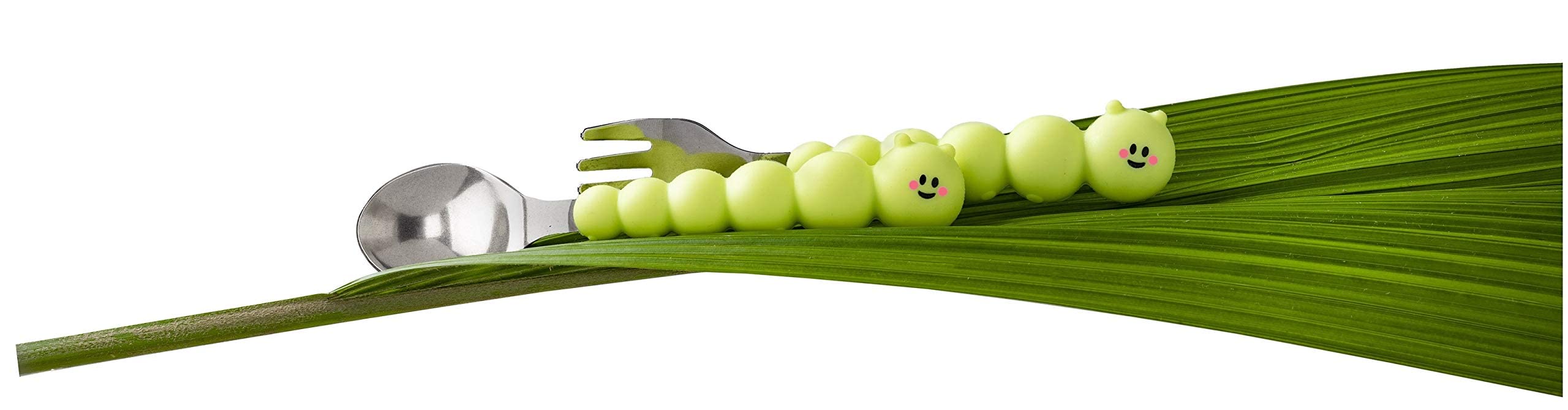 melii Caterpillar Spoon and Fork Utensil Set for Toddlers - BPA-Free Silicone and Stainless Steel Kids Utensils - Ergonomic, Easy-Grip Design for Fun & Safe Eating for Children