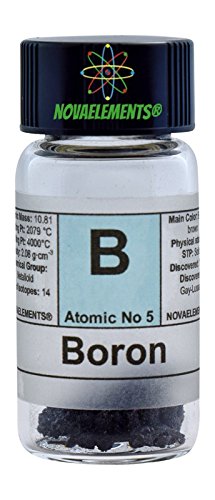 Semimetal Boron 0.5g 99.9% Crystals in Labeled Glass Vial, Element 5 of The Periodic Table