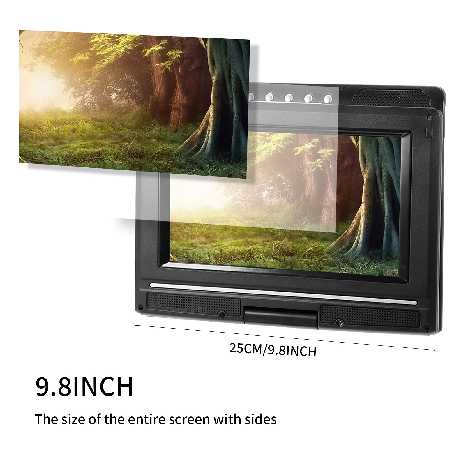 9.8'' Portable DVD Player with SD Card/USB Port, Mobile DVD Player with 270 Degree Swivel Screen, High Definition CD Video Player for Kids, Support AV-in/Out