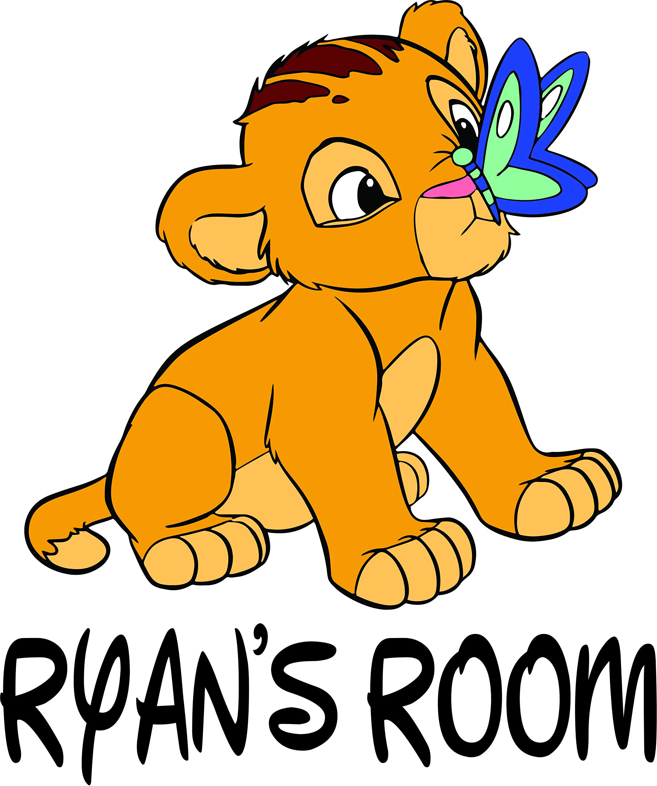 Lion King Movie Cartoon Children Custom Personalized Name Sticker Animated Movie Wall Decals for Kids Bedroom / Boys Wall Decor Vinyl Sticker Art Simba Zazu Size 20x20 inch