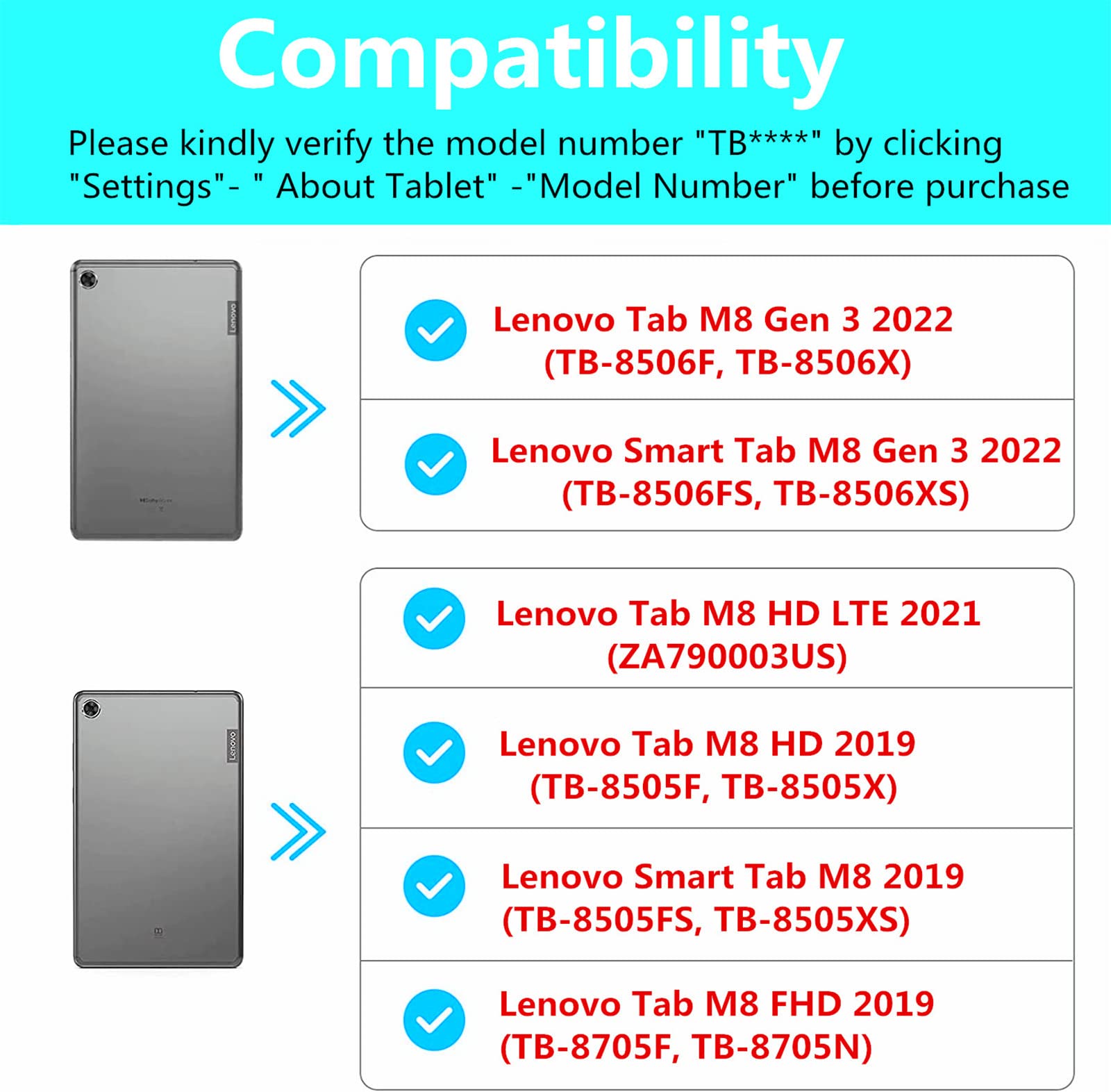 HminSen Case for Lenovo Tab M8 3rd Gen, Soft Silicone Stand Cover for 8.0 Inch Tablet, Black