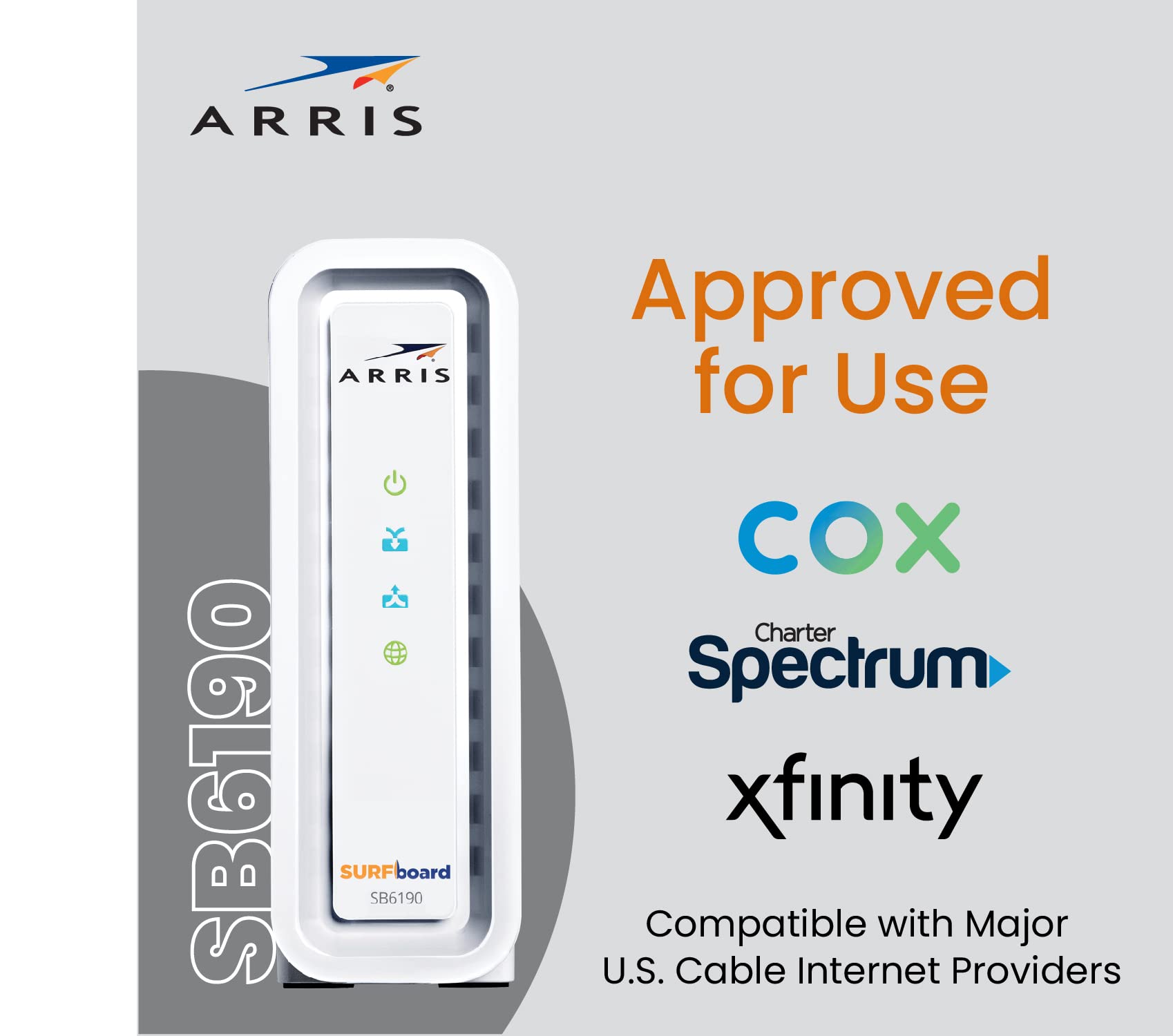 ARRIS SURFboard SB6190 DOCSIS 3.0 Modem (800 Mbps Max Internet Speeds) & W121 AX6600 WiFi 6 Tri-Band Mesh Router System Bundle (WiFi Coverage up to 5,500 sq ft) | Mesh with your Cable Internet