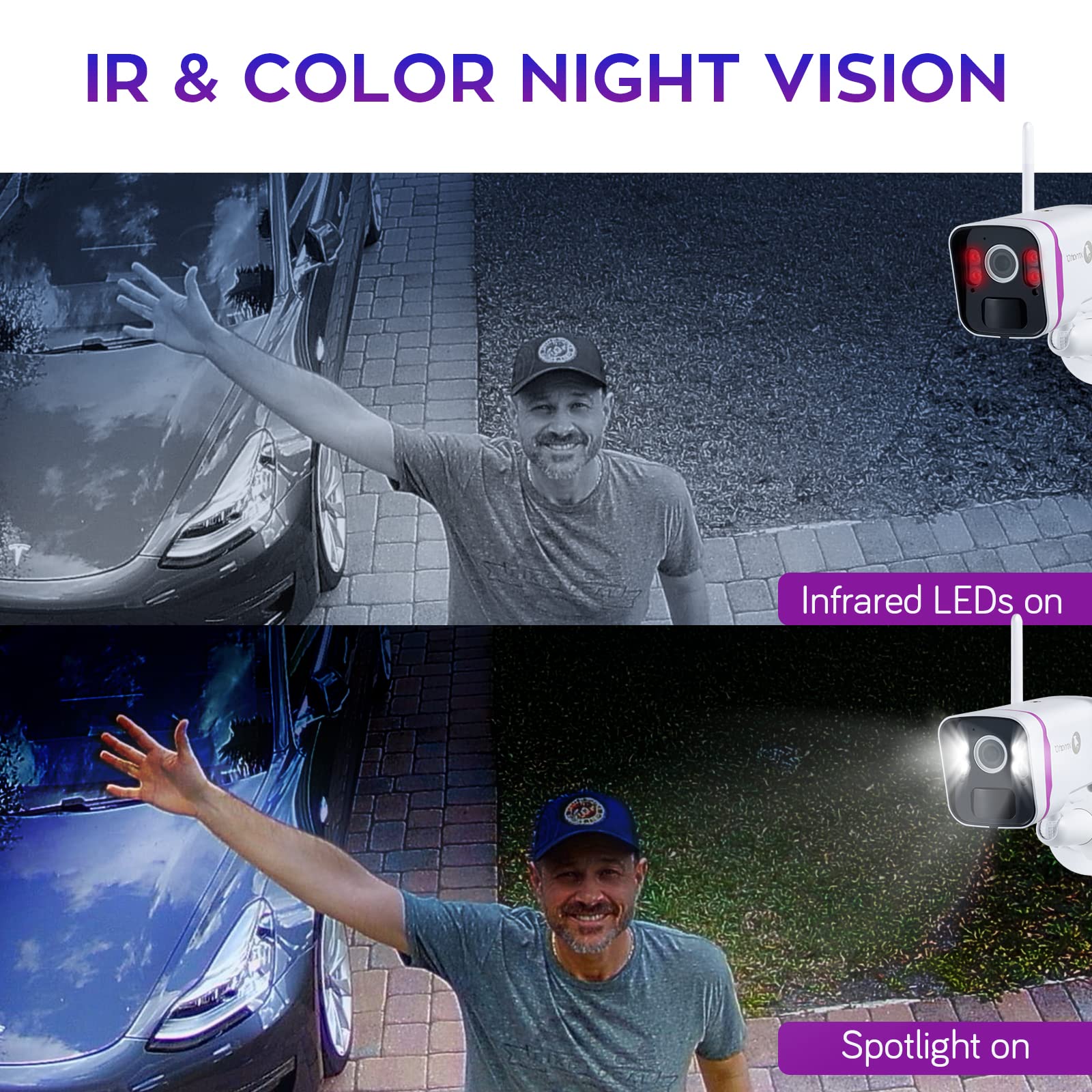 XMARTO 100% Wire-Free 4MP HD Solar Security Camera Wireless for Home Surveillance (All-Weather Solar Charge, AI Motion Detection, Spot Light and Siren, SD, NVR & Cloud Storage)