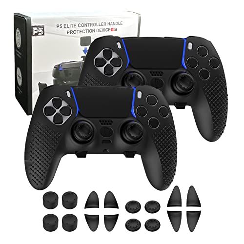 KOEBSHPE PS5 Edge Controller Anti-Slip Protective Cover, Ergonomic Soft Rubber Protective Case Cover for Playstation 5 PS5 Edge Controller with Thumb Grips and Triggers Extenders(Two Packs)