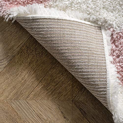 nuLOOM Olivia Heart Nursery Shag Area Rug, 4' Round, Pink