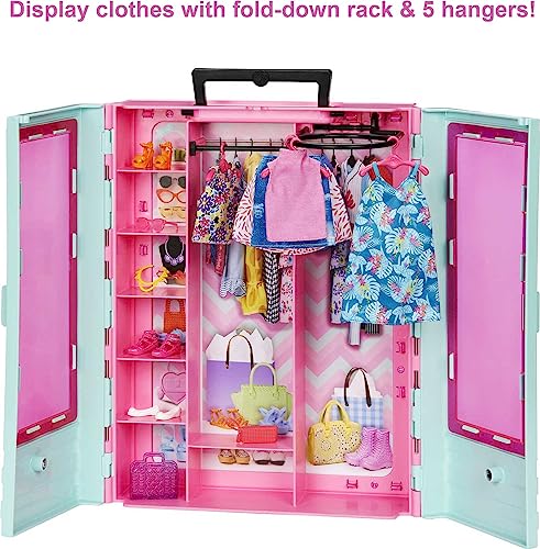 Barbie Closet Playset with 3 Outfits, Styling Accessories and Hangers, Mix-And-Match Barbie Clothes for 50+ Looks (Amazon Exclusive)
