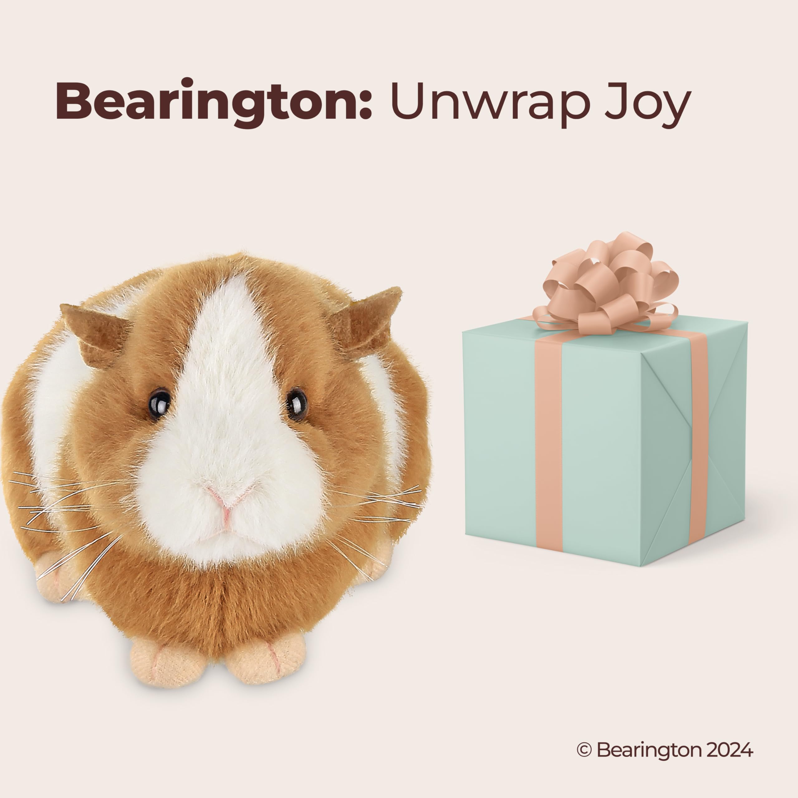 Bearington Ginny Plush Guinea Pig Stuffed Animal, 8 inch