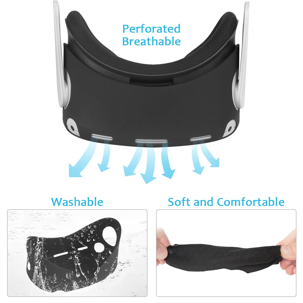 6 in 1 VR Headset and Controller Accessories Combo Set for Quest 2, VR Shell Protector Cover+Silicone Face Cover+Lens Protector Cover+Controller Protector Cover+Thumb Button Cap+Cleaning Cloth (Gray)