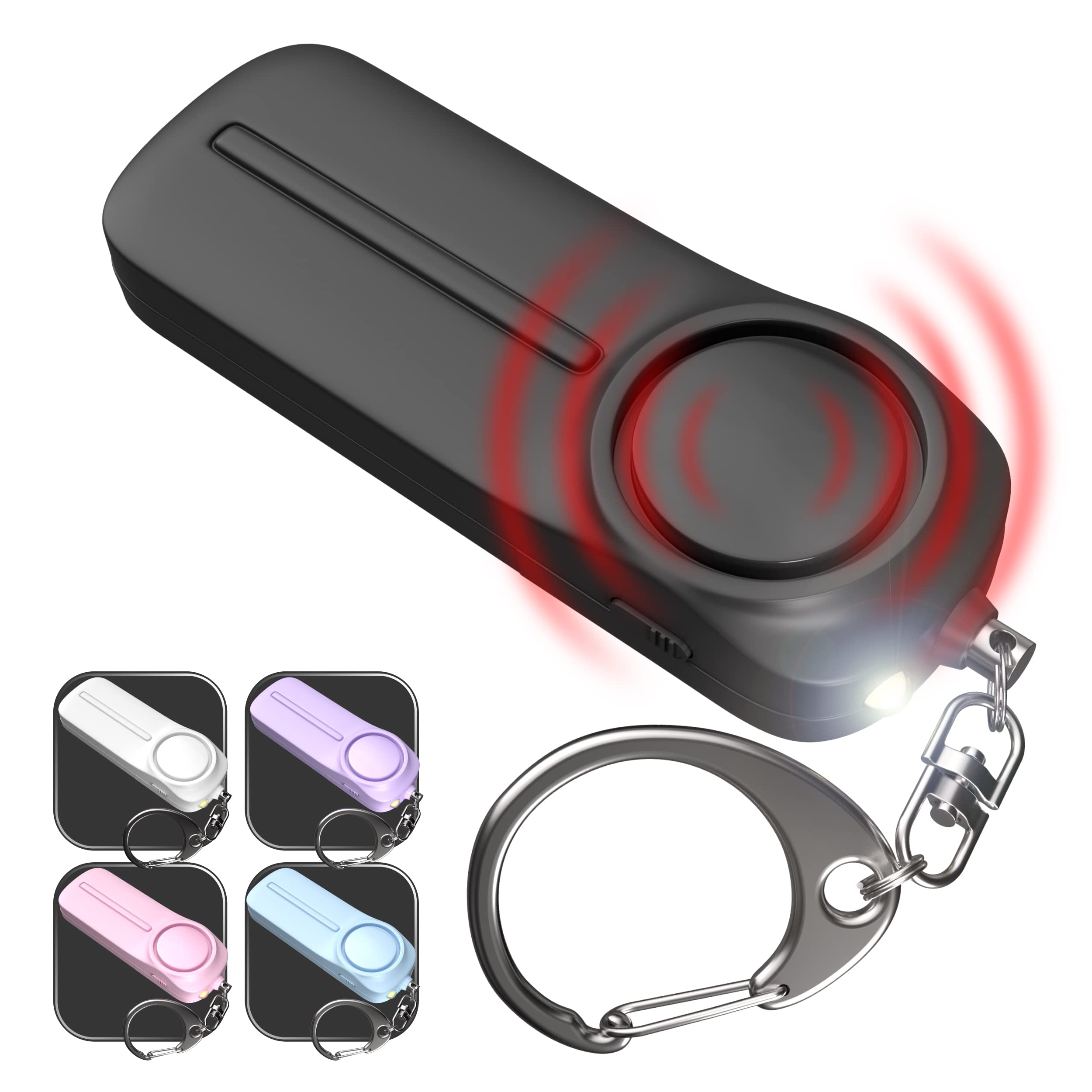 Personal Alarm Keychain for Women Self Defense - Loud Safety Whistle Alert Device with LED Light β 130 dB Emergency Security Handheld Siren Key Chain by WETEN, Black