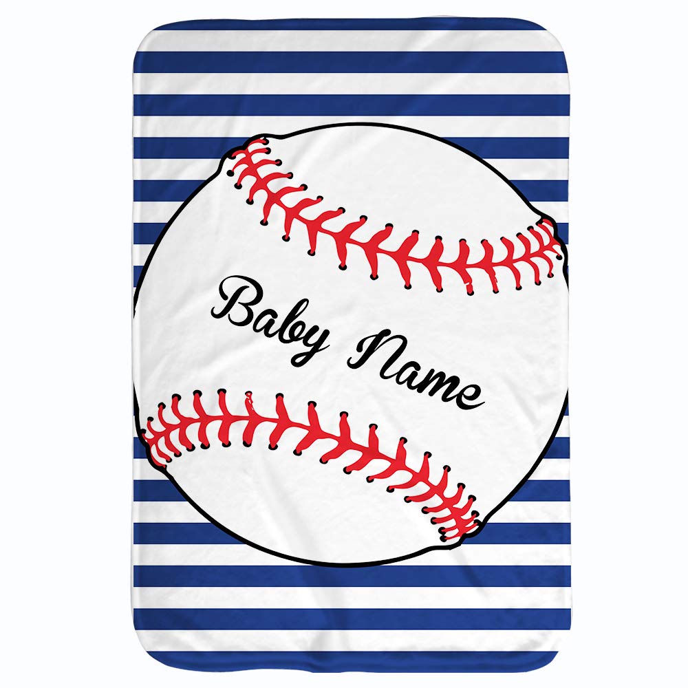 Personalized Baseball Newborn Gift for Baby Custom Blanket with Baby Name, Super Soft Fleece, 31x47 Inch
