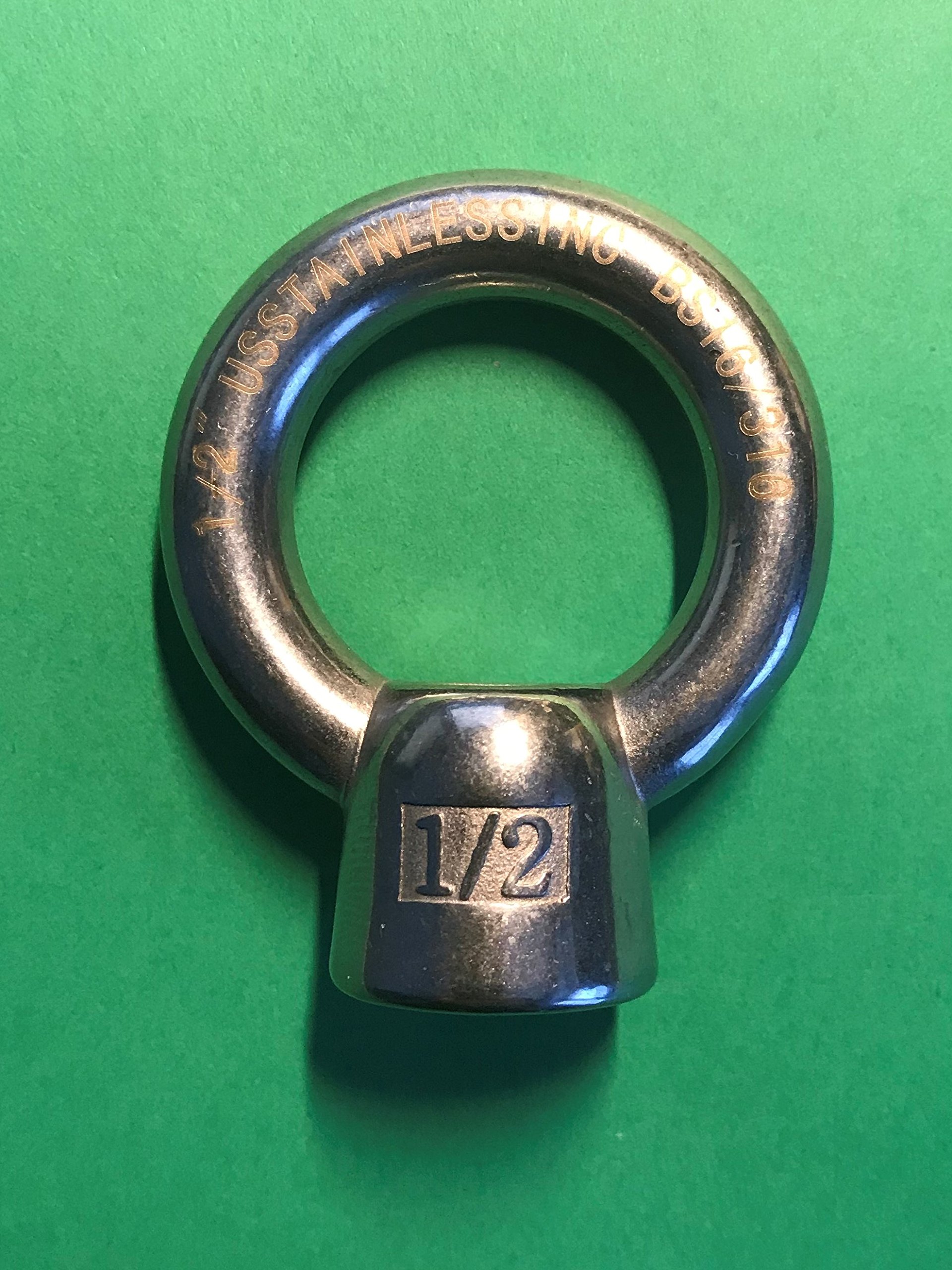 US STAINLESS Stainless Steel 316 Lifting Eye Nut 1/2" UNC Marine Grade Pitch of 13