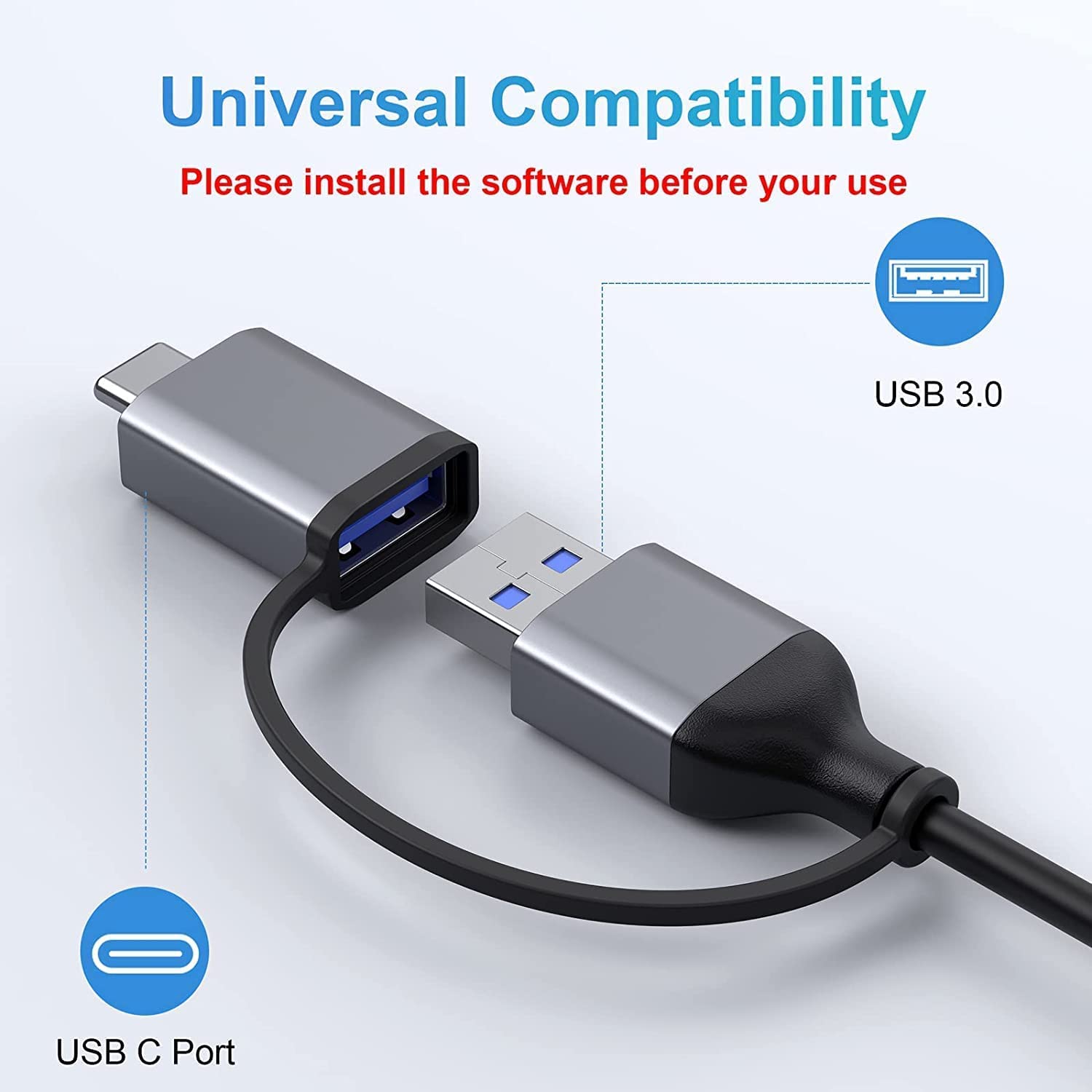 USB 3.0 to Dual HDMI Adapter for MacOS M1 M2 & Windows, USB 3.0 Laptop Docking Station to Dual Monitor, USB A/C 3.0 Hub Splitter for MacBook Pro/Air, Dell/HP/Lenovo, Surface, Chromebook, Thinkpad