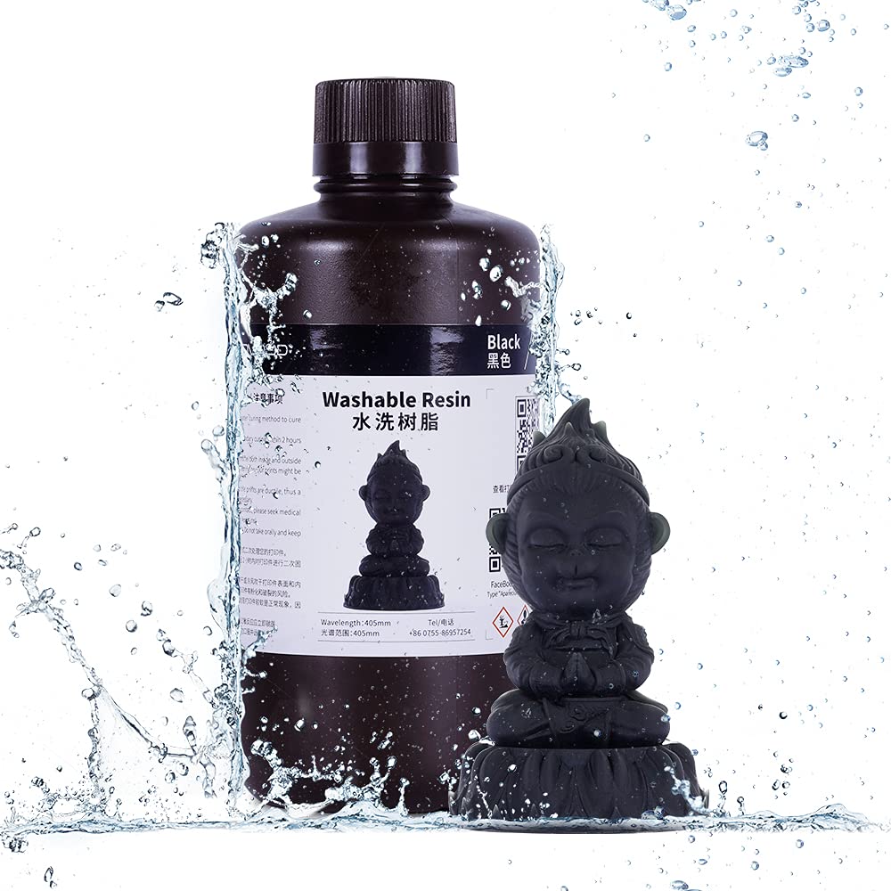 NOVA3D Water Washable 3D Resin Lower Odor LCD 3D Rapid Resin 405nm Photopolymer Resin for LCD 3D Printing, Black, 500g