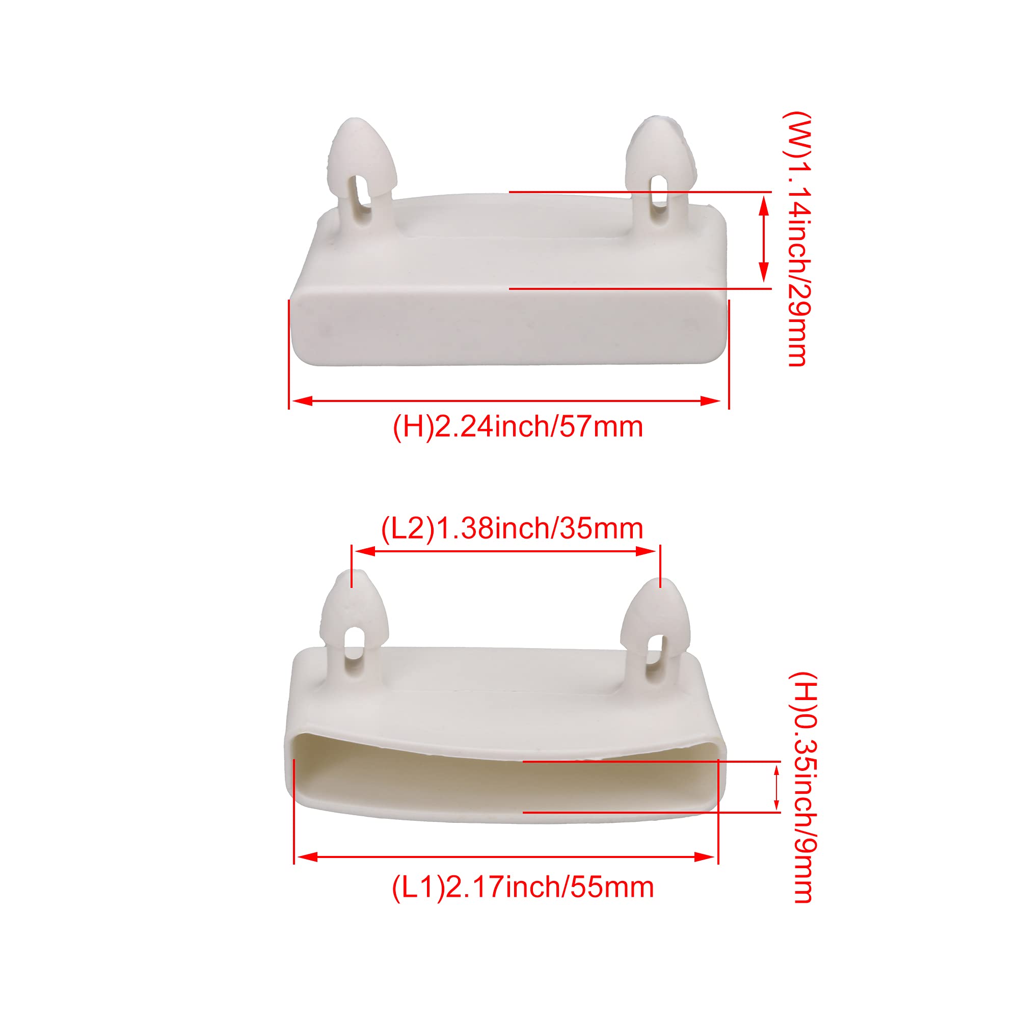 30 Pcs White Bed Caps Holders Plastic Single End Caps 55x9mm for Metal Wooden Beds