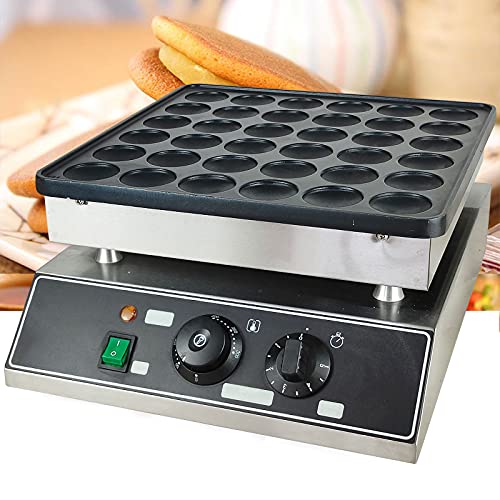 Commercial Pancake Maker, Mini Dutch Dorayaki Pancake Baker Waffle Maker Electric Muffin Making Machine 36 Holes Double Switch Non-stick Surface thermosta for Bakery Home and Kitchen (13.58*15.94*7.28inch)