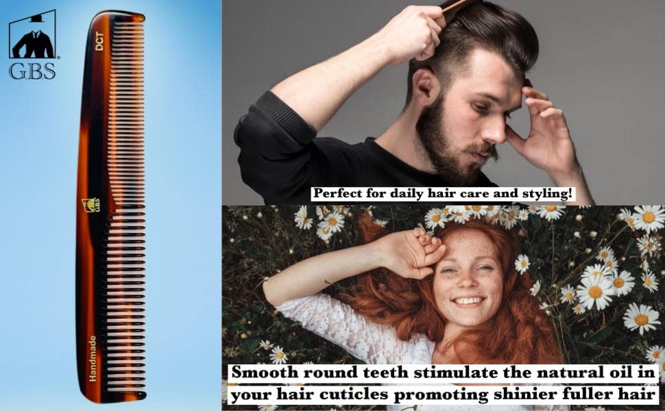 G.B.S Handmade Men and Women Comb Set- Pack of 3, Unbreakable Fine Toothed Mustache,Eyebrow Pocket Comb- Portable Pocket Size for Styling Beard & Hair anytime, Tortoise MCT DCT PCT Combs