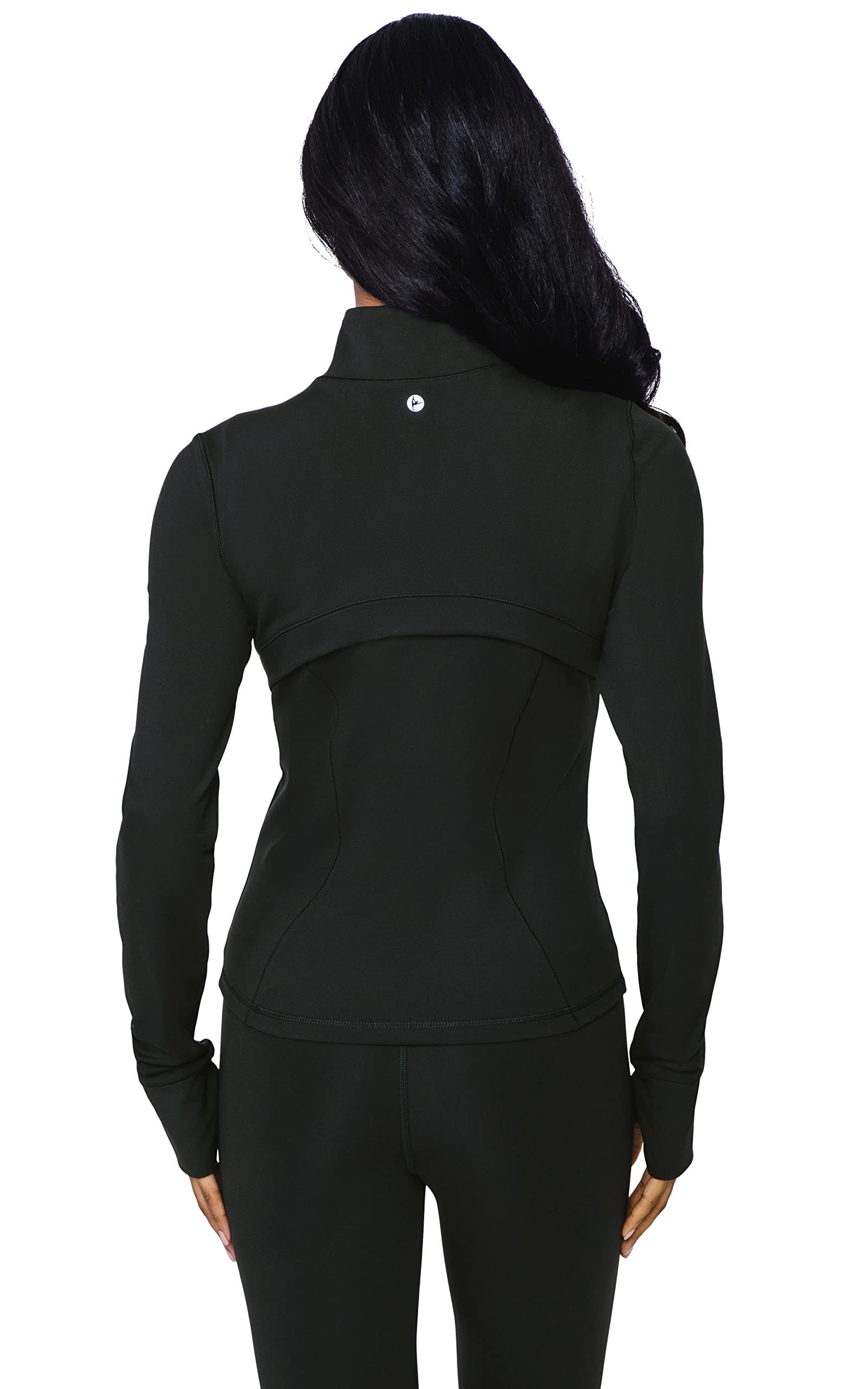 90 Degree By Reflex Womens Full Zip High-Low Running Track Jacket - Black Interlink - XL