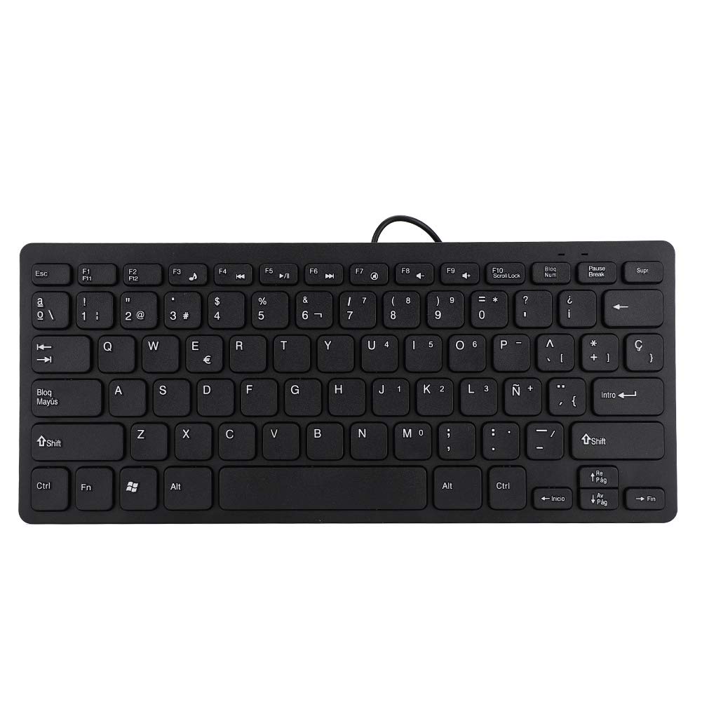 M ugast Wired Keyboard,78 Keys Ultra-Thin Mini Portable USB PC Corded Business Keyboard,Computer Gaming Keyboard for Desktop Computer,Splash-Proof Design,Spanish