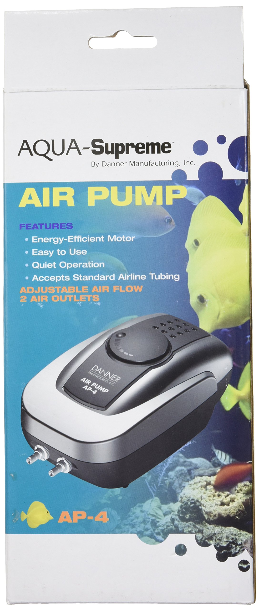 Danner Manufacturing, Inc. Supreme Oxy-Flow Low Volume Aquarium Air Pumps, AP-4 Aquarium Air Pump, 3.5-watt, No.06404,1 Count (Pack of 1),6404
