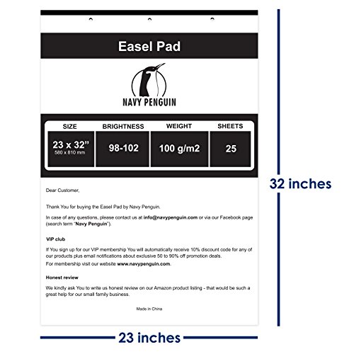 Easel Pad 23x32" - 3 Pack (75 Sheets) - Flip Chart Paper, 25 Sheets/Pack, Plain White, Poster Flipchart 100 gsm - Large Drawing Pad for Teachers, Kids, Classroom, Office, Craft, Art, Presentation