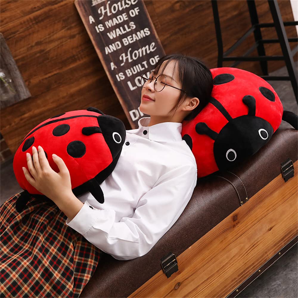 pangcangshu Cute Plush Toy Soft Ladybug Ladybird Insect Hold Doll Pillow Cushion Novelty Children Birthday Gift (Red, 30cm/11inch)