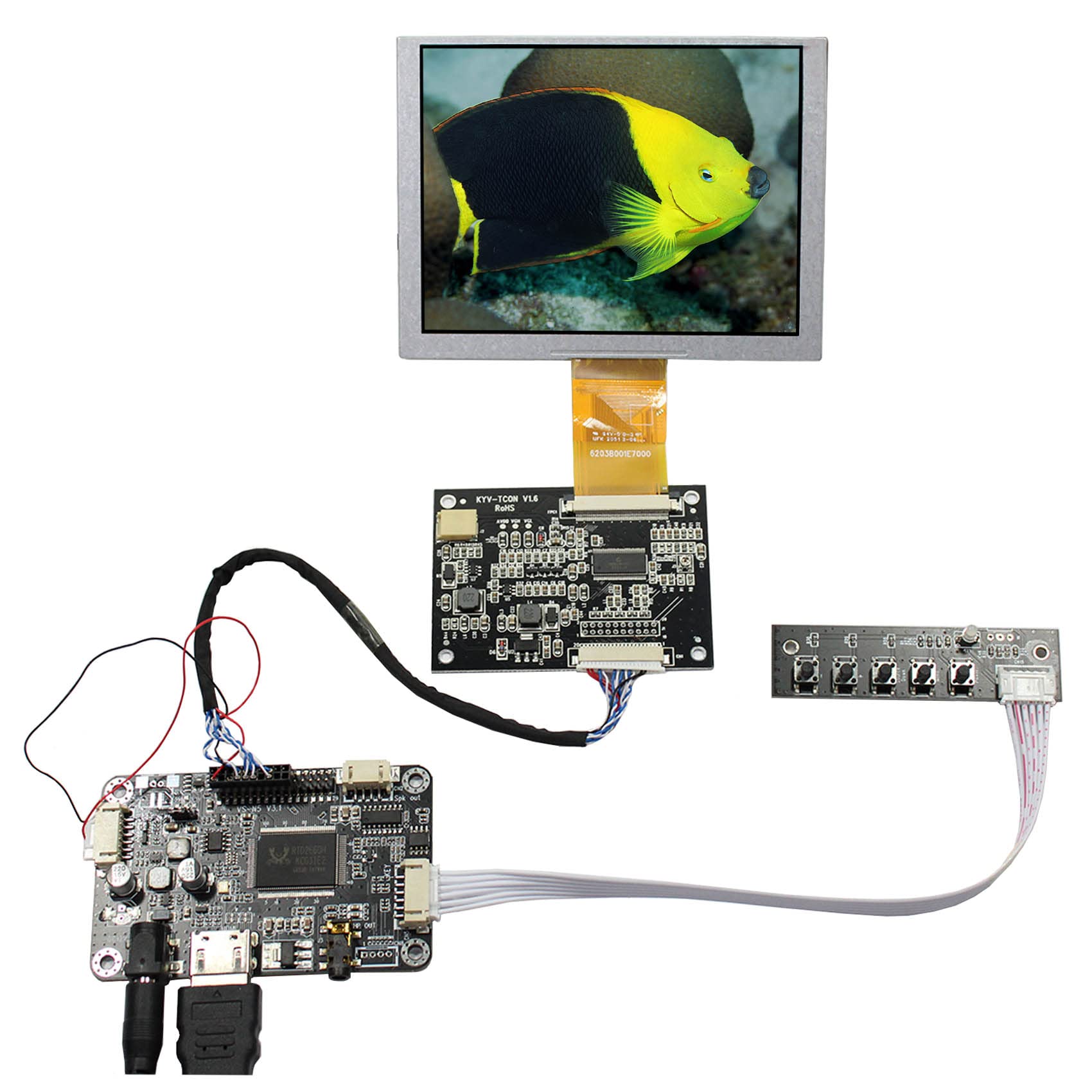 VSDISPLAY 5" ZJ050NA-08C 5 inch 640X480 LCD Screen Work with HD-MI LCD Controller Driver Board VS-N5V3.1 AT050TN22 Replacement Screen
