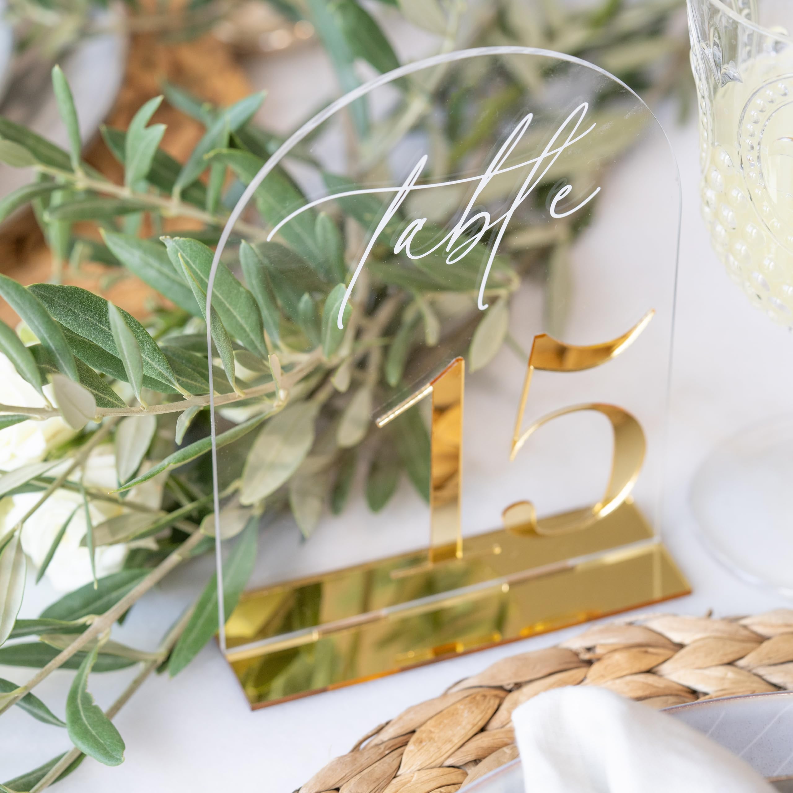 Acrylic Wedding Table Numbers 1-20 w/Stand, 5 x 7β Elegant Gold Table Numbers 1-20, Durable & Thick Table Number Signs, Acrylic Table Numbers 1-20 for Reception, Birthdays, Anniversary & More