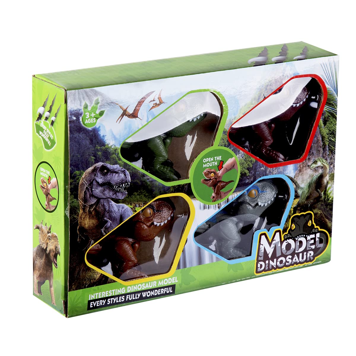 Berry President Dinosaur Toys for Kids 3-5, Dinosaurs Biting Fingers Puppets,Dinosaur Action Figures with Movable Mouths, Jurassic Dinosaur Toys (4 Dinosaurs)