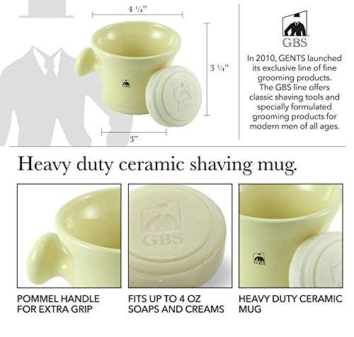 G.B.S Men’s Faux Ivory Shaving Gift Set, 5 Blade Compatible Ivory Handle Razor, Ceramic Ivory Shaving Mug, Shaving Brush, Sandalwood Aftershave, Natural Shaving Soap & Razor Stand Grooming Kit for Men
