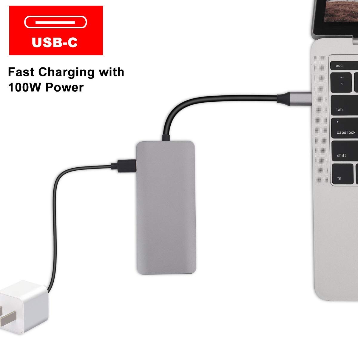 Type C 9 in 1 Hub to 4K HDMI Output, 2 USB3.0 Ports,SD/TF Card Reader,1000Mbps Network Adapter, 1 USB2.0 with PD3.0(100W) Charge