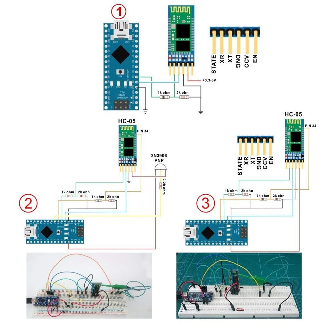 HiLetgo 2pcs HC-05 Wireless Bluetooth RF Transceiver Master Slave Integrated Bluetooth Module 6 Pin Wireless Serial Port Communication BT Module for Arduino
