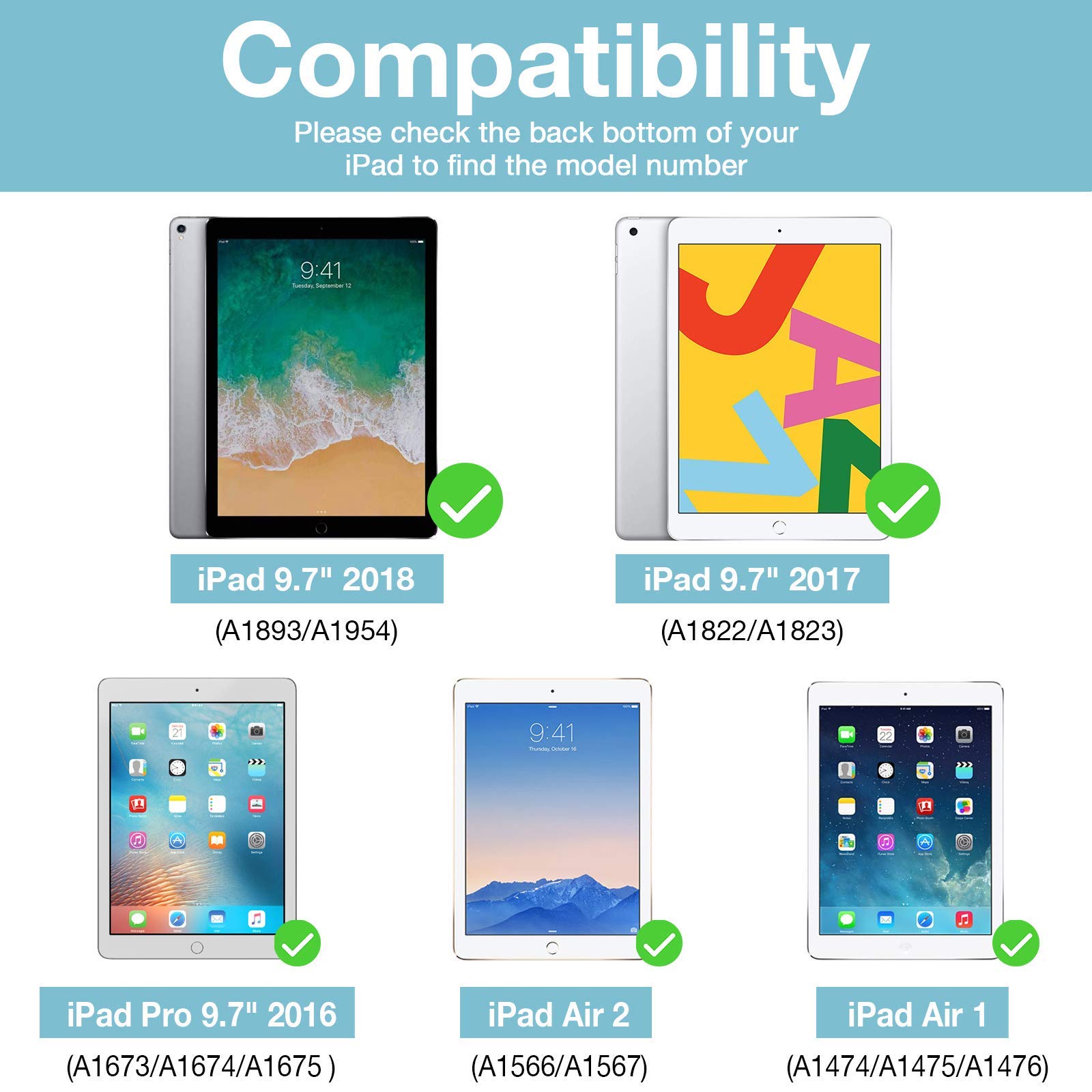 ProCase 2 Pack Screen Protector for 9.7" iPad 6th 5th / iPad Pro 9.7 2016 / iPad Air 2 / iPad Air 1, Tempered Glass Film Guard for iPad 6 5 2018 2017, iPad Air 2nd 1st 2014 2013