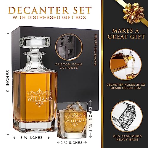 Custom Engraved Groomsmen - Whiskey Decanter Set and 4 Glasses Set - Personalized and Monogrammed with WPS Styles