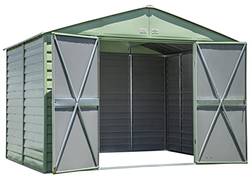 Arrow Select 10' x 8' Outdoor Lockable Steel Storage Shed Building, Sage Green