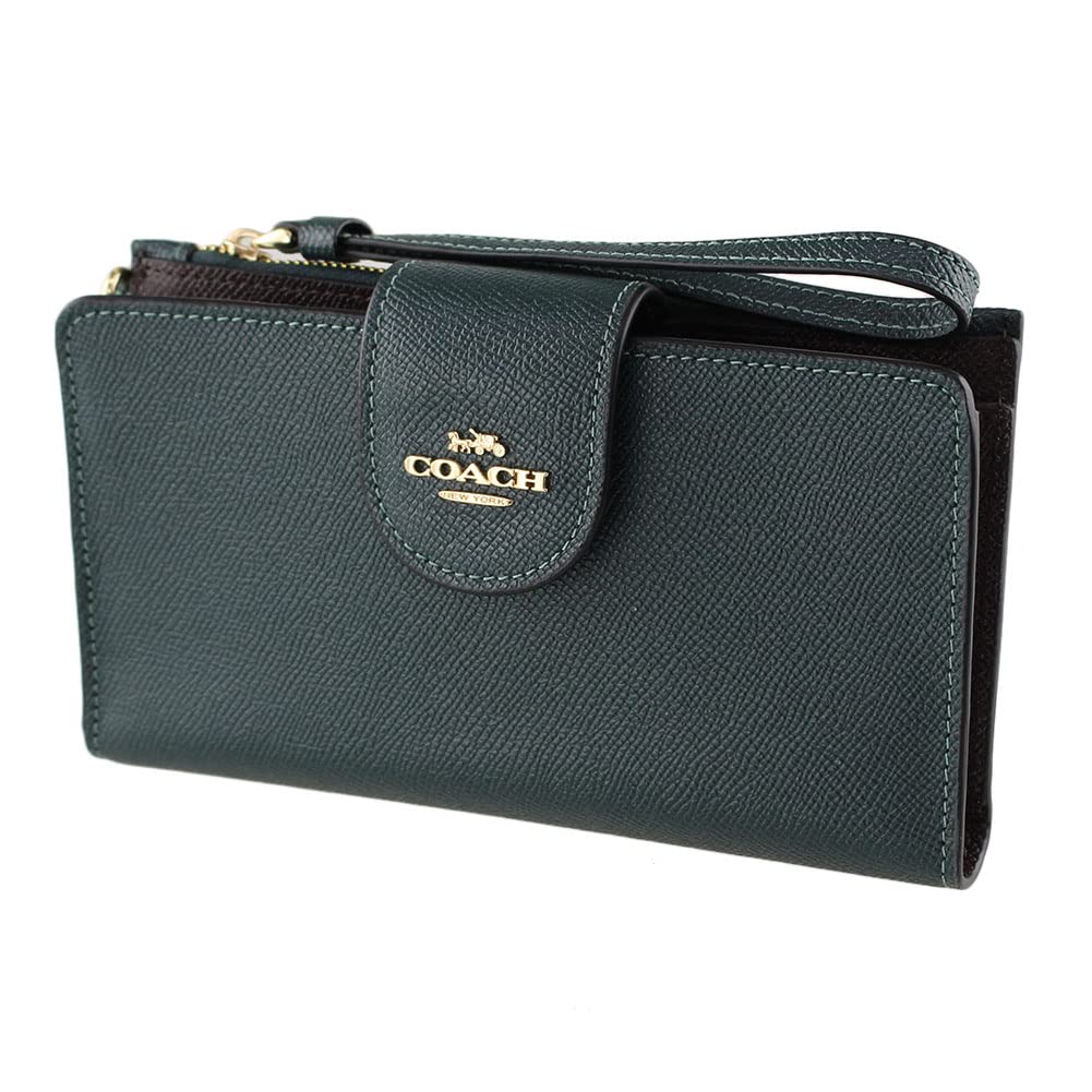 Coach Boxed Crossgrain Tech Wallet With Charms (Forest Green)