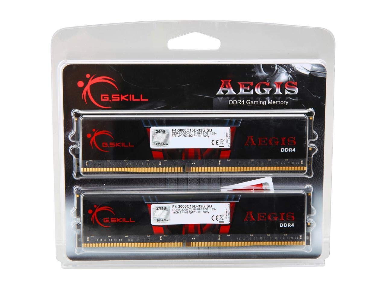 G.SKILL AEGIS Series (Intel XMP) DDR4 RAM 32GB (2x16GB) 3000MT/s CL16-18-18-38 1.35V Desktop Computer Memory UDIMM (F4-3000C16D-32GISB)