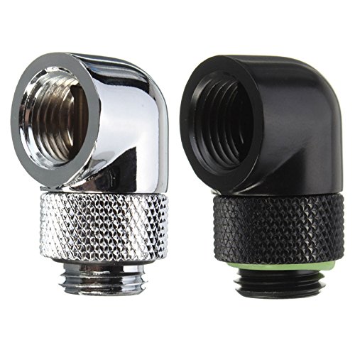 Kyerivs G1/4" Male to Female Extender Fitting, 90° Rotary Enhance Multi-Link Adapter Fitting for Computer Water Cooling System (Male to Female)