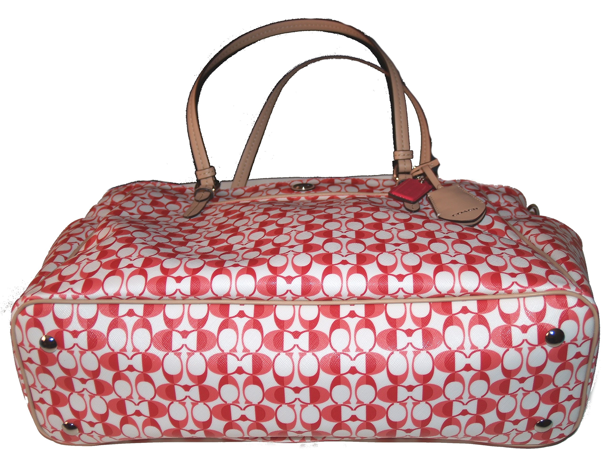 COACH Peyton Dream C Multifunction Baby Diaper Tote in Silver / White Pomegranate / Tan 30541