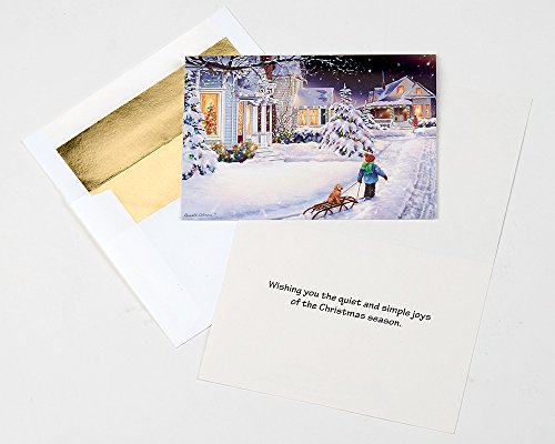 Christmas Night Christmas Cards - Box of 15 Cards & 16 Foil Lined Envelopes