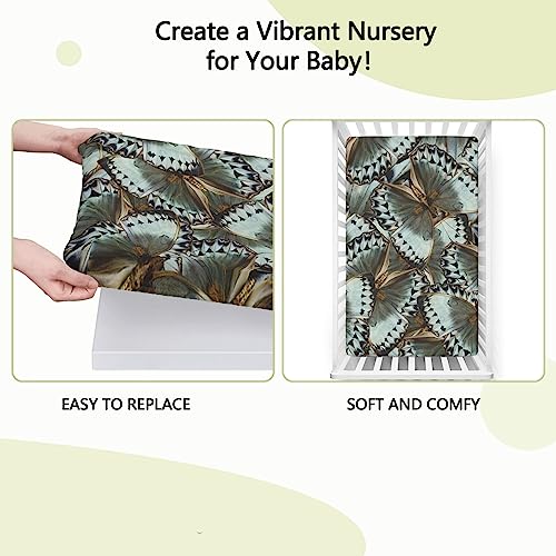 Exotic Themed Fitted Mini Crib Sheets,Portable Mini Crib Sheets Ultra Soft Material - Crib Mattress Sheet or Toddler Bed Sheet,24β x38β,Almond Green Black