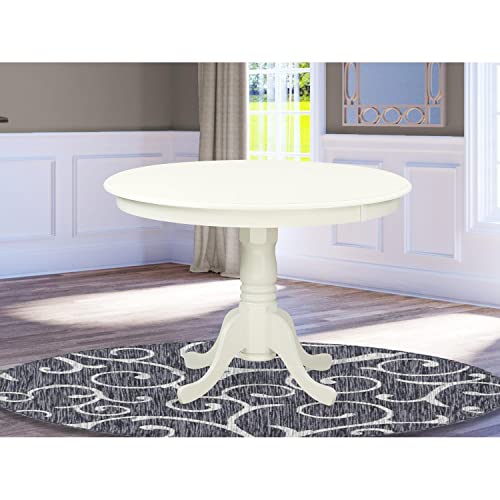 East West Furniture Dining Table, 42x42 Inch, Linen White